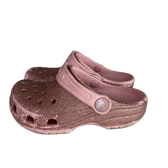 CROCS | Shoes | Crocs Pink Glitter Clog Sandals Girls Shoe Size C ...
